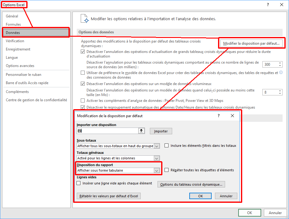 Enfin ! Le format tabulaire par défaut des tableaux croisés dynamiques ...